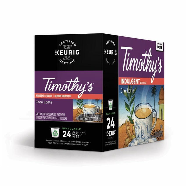 Timothy's Chai Latte Single Serve K-Cup® 24 Pods – Bean Here Bean There ...